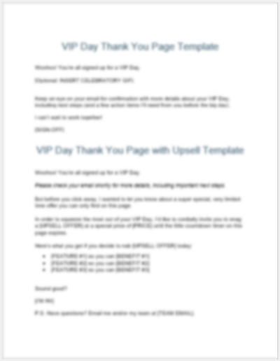 Free VIP Day Templates for Coaches & Service Providers